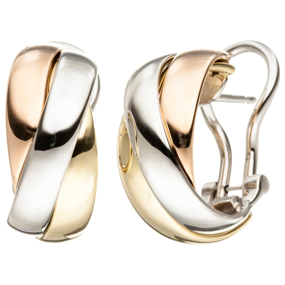 Ohrringe Creolen aus 585 Gold tricolor Gelbgold Weißgold Rotgold ... Ohrringe Creolen aus 585 Gold tricolor Gelbgold Weißgold Rotgold ...
