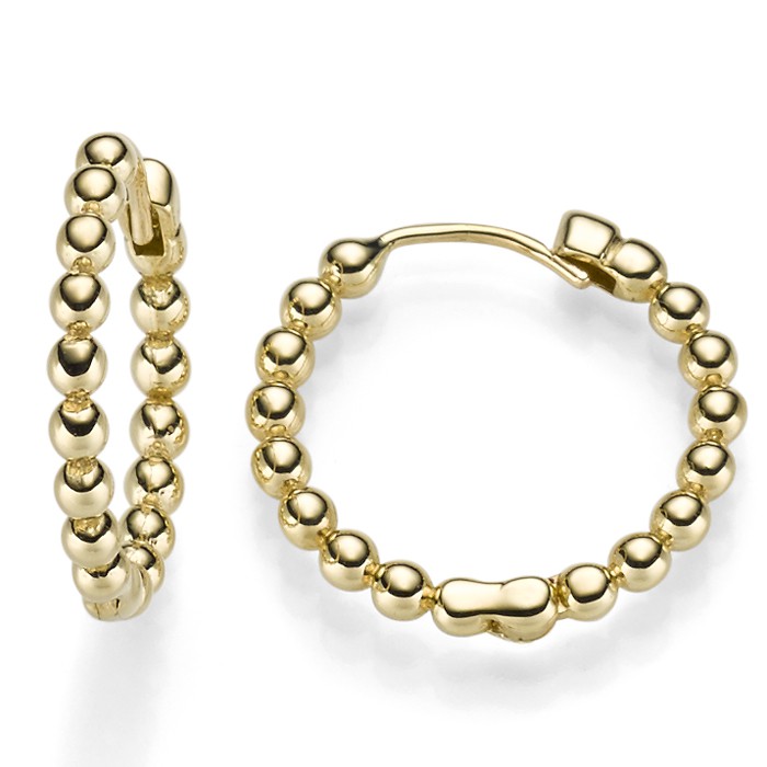 Paar Ohrringe Creolen Kügelchen 19,5x2mm 585 Gold Gelbgold Ohrschmuck ... Paar Ohrringe Creolen Kügelchen 19,5x2mm 585 Gold Gelbgold Ohrschmuck ...